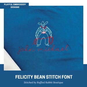 Felicity Bean Stitch Embroidery Font, Handwriting Bean Stitch Machine ...
