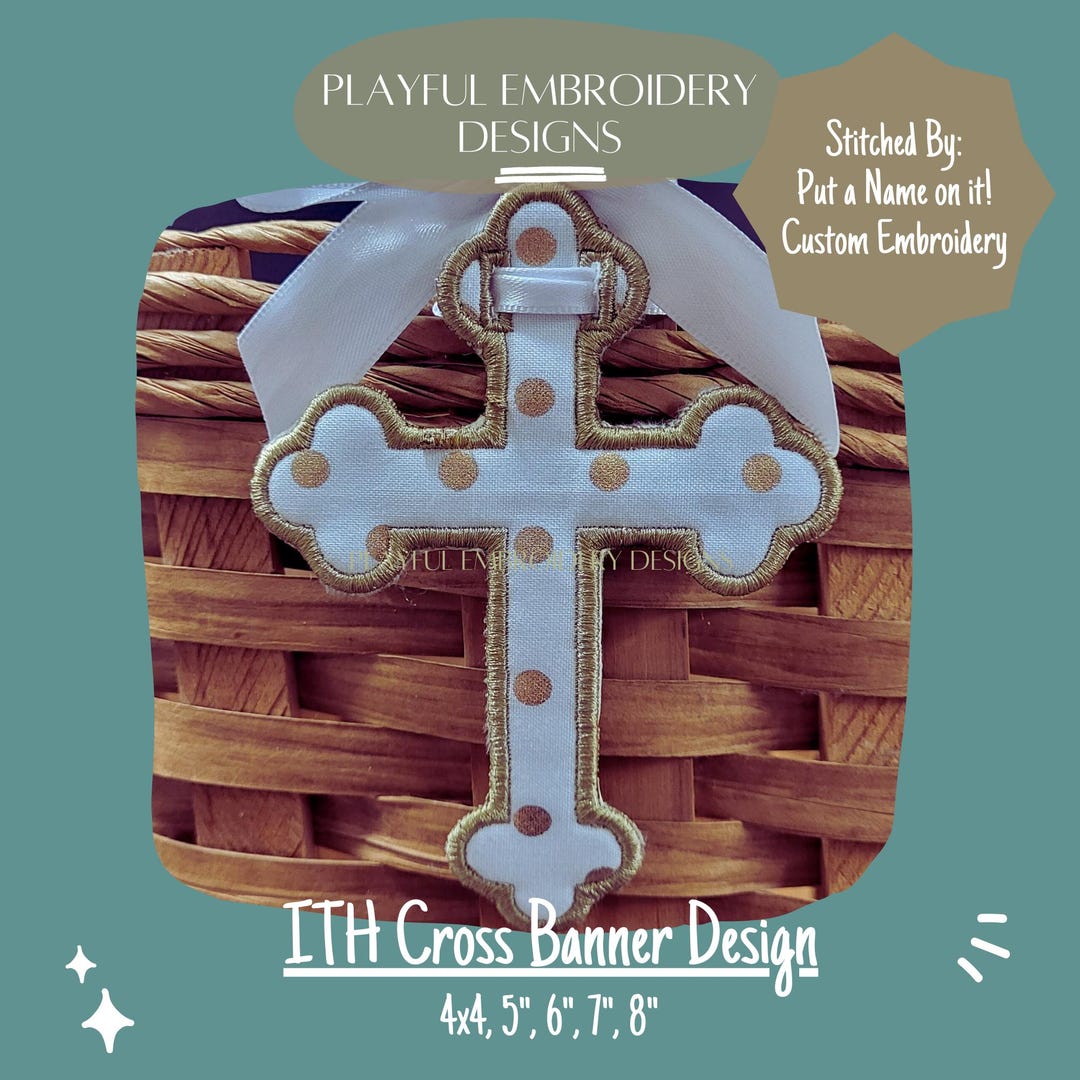 In the Hoop Cross Banner Machine Embroidery Design, ITH Satin Stitch ...