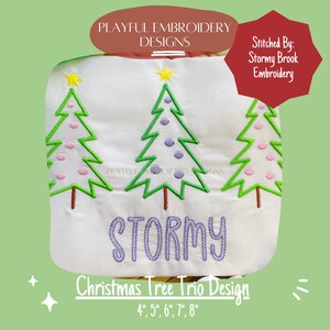Scribble Christmas Tree Trio Embroidery Design (digital Download) - Etsy