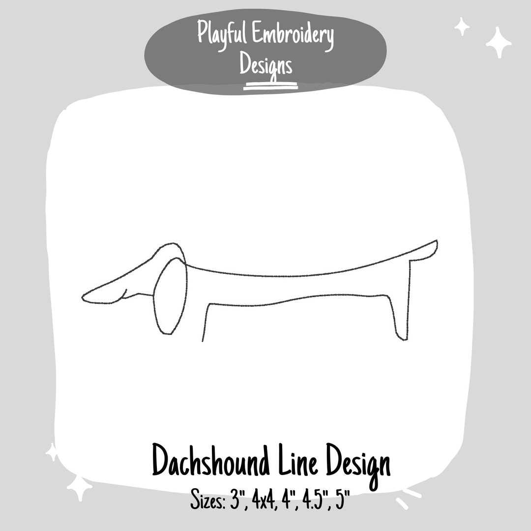 One Line Dachshund Line Machine Embroidery Design, Dachshund Embroidery ...