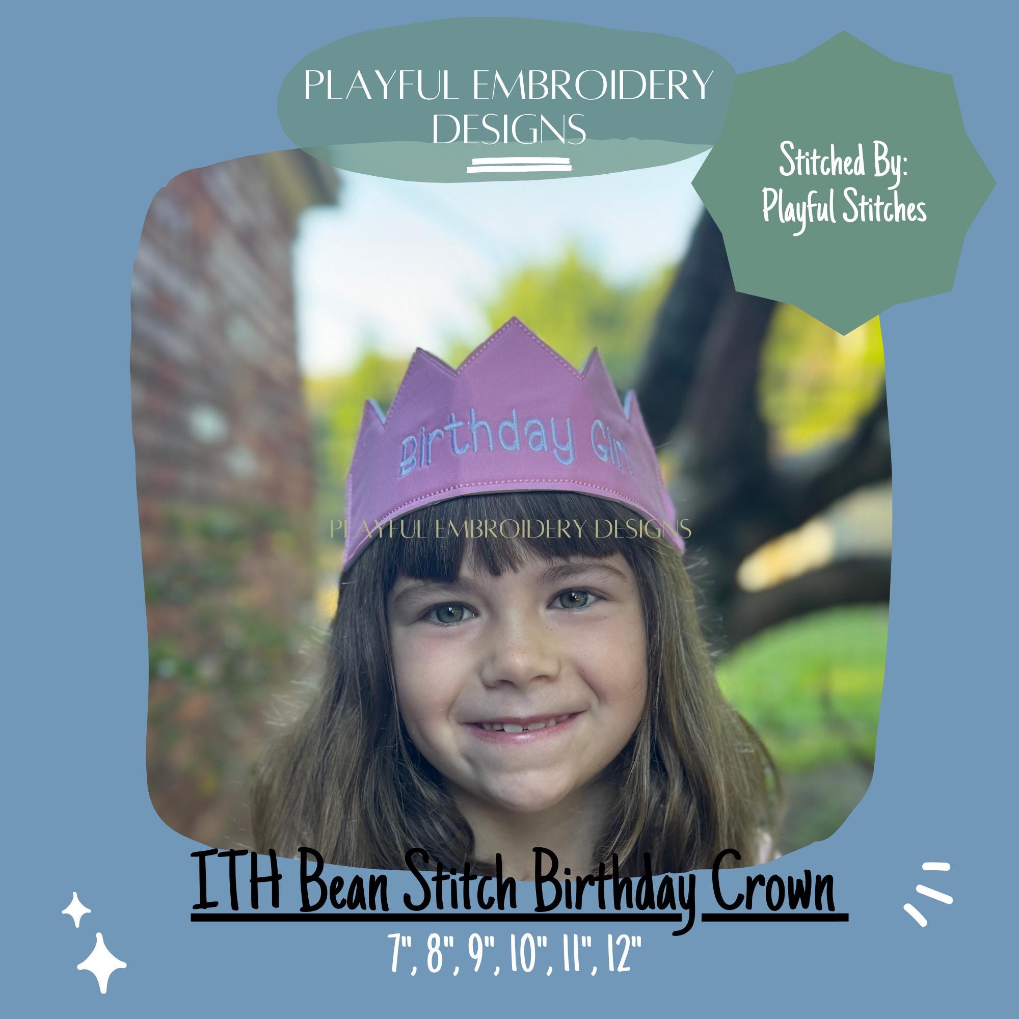 ITH Birthday Crown Machine Embroidery Design, Bean Stitch (digital ...