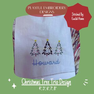 Scribble Christmas Tree Trio Embroidery Design (digital Download) - Etsy