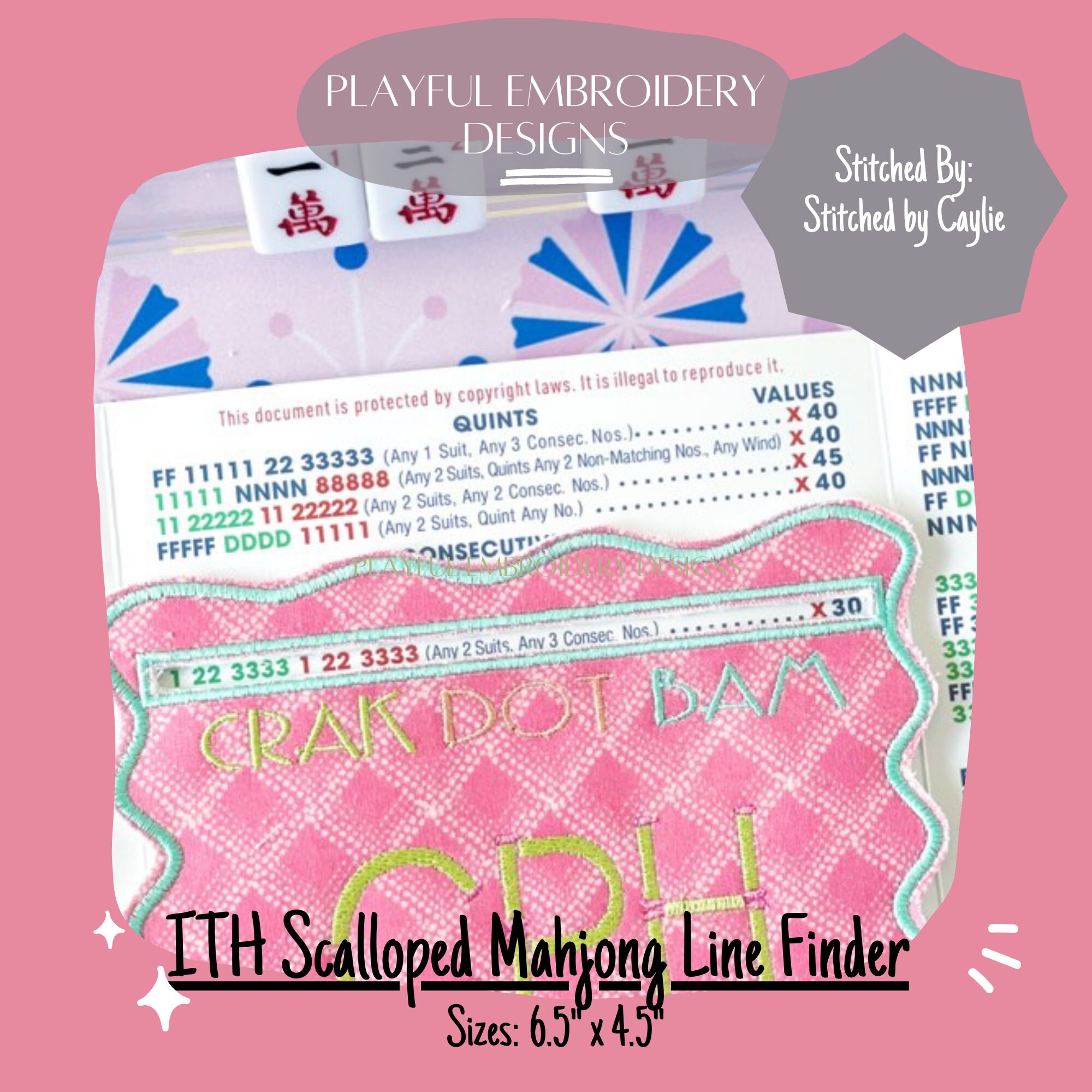 Scalloped in the Hoop Mahjong Line Finder Machine Embroidery Design ...