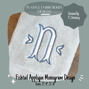 Fishtail Applique Monogram Design, Satin Stitch Fishtail Applique ...