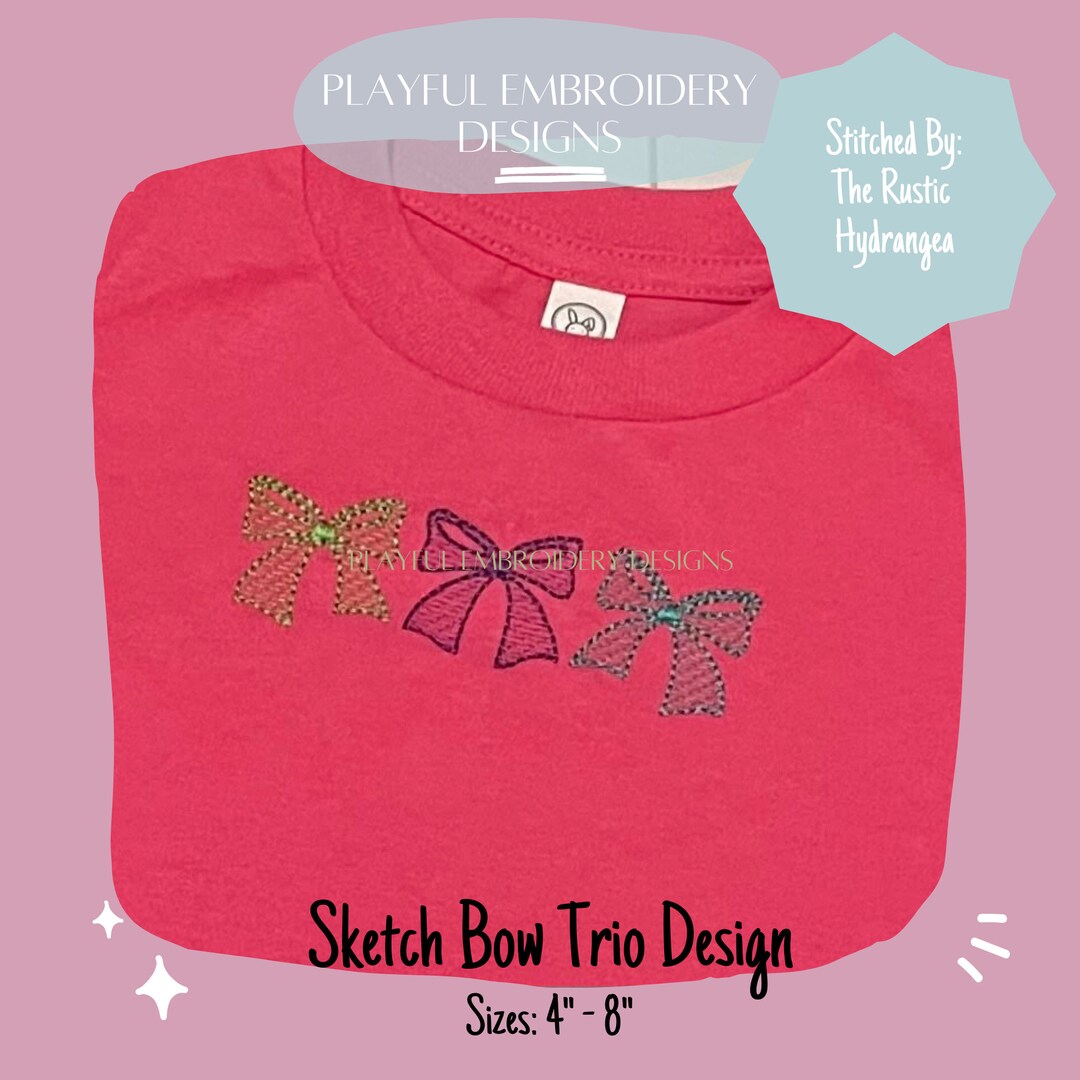 Vintage Bow Sketch Trio, Machine Embroidery Design (digital Download ...