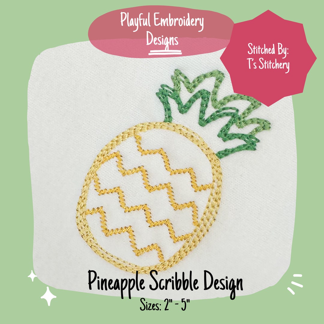 Pineapple Scribble Embroidery Design, Quick Stitch Pineapple Doodle ...
