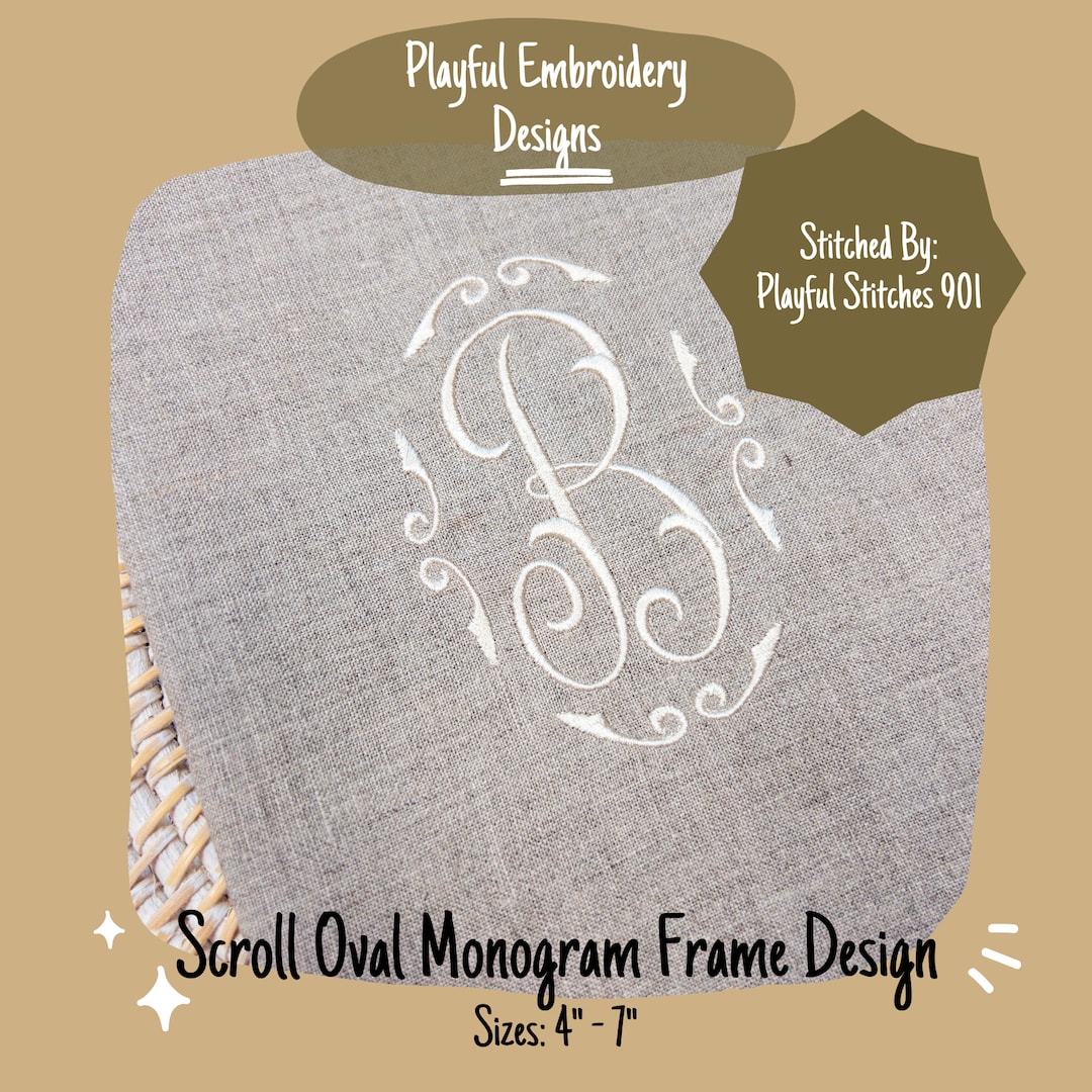 Oval Scroll Monogram Frame Design, Oval Monogram Frame for Machine ...