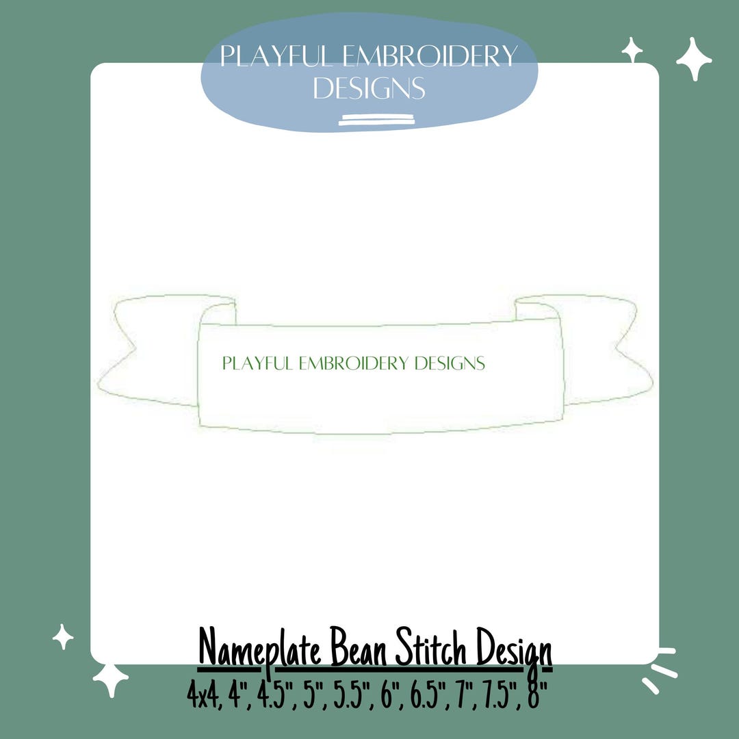 Bean Stitch Nameplate Embroidery Design (digital Download) - Etsy