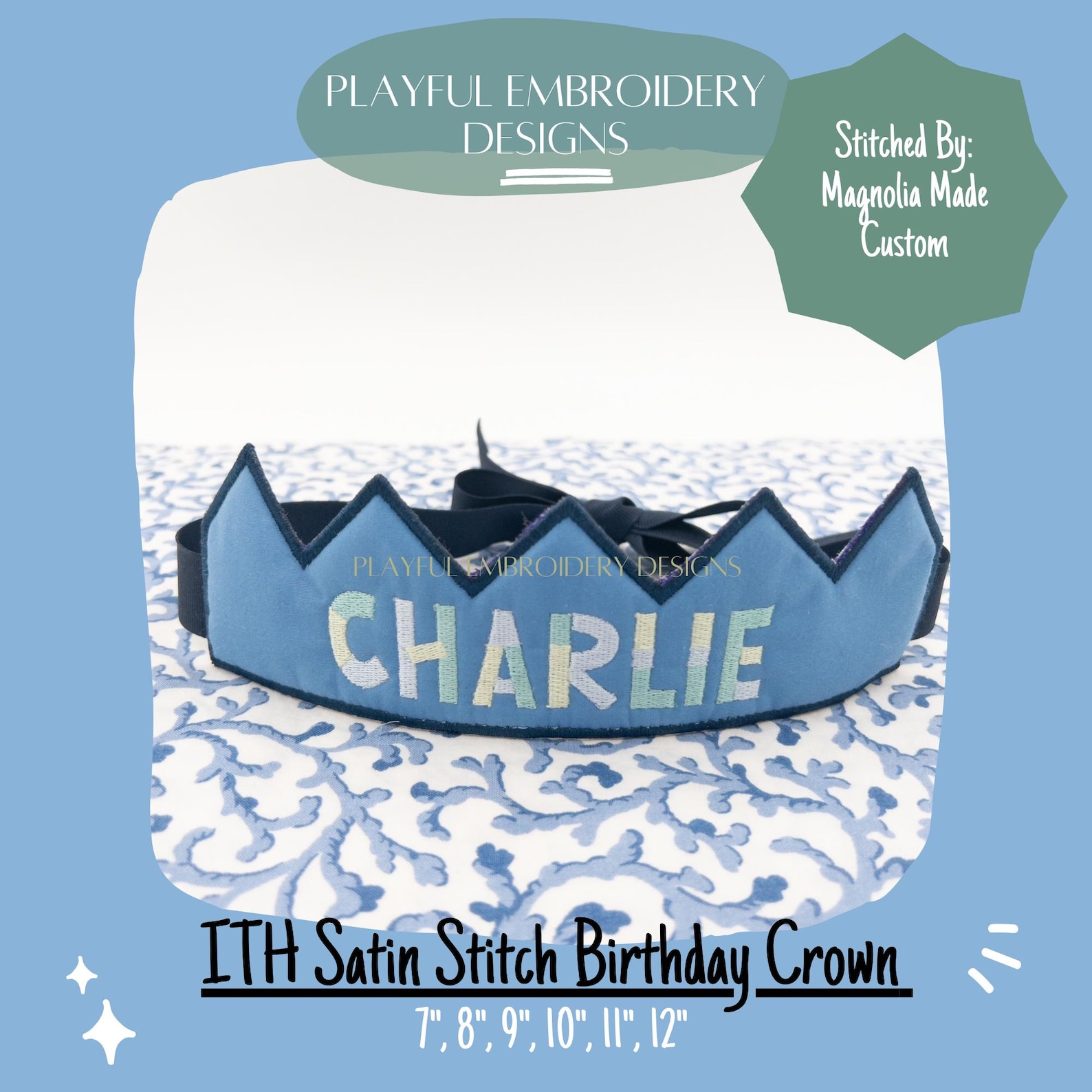 ITH Birthday Crown Machine Embroidery Design, Satin Stitch Edge ...