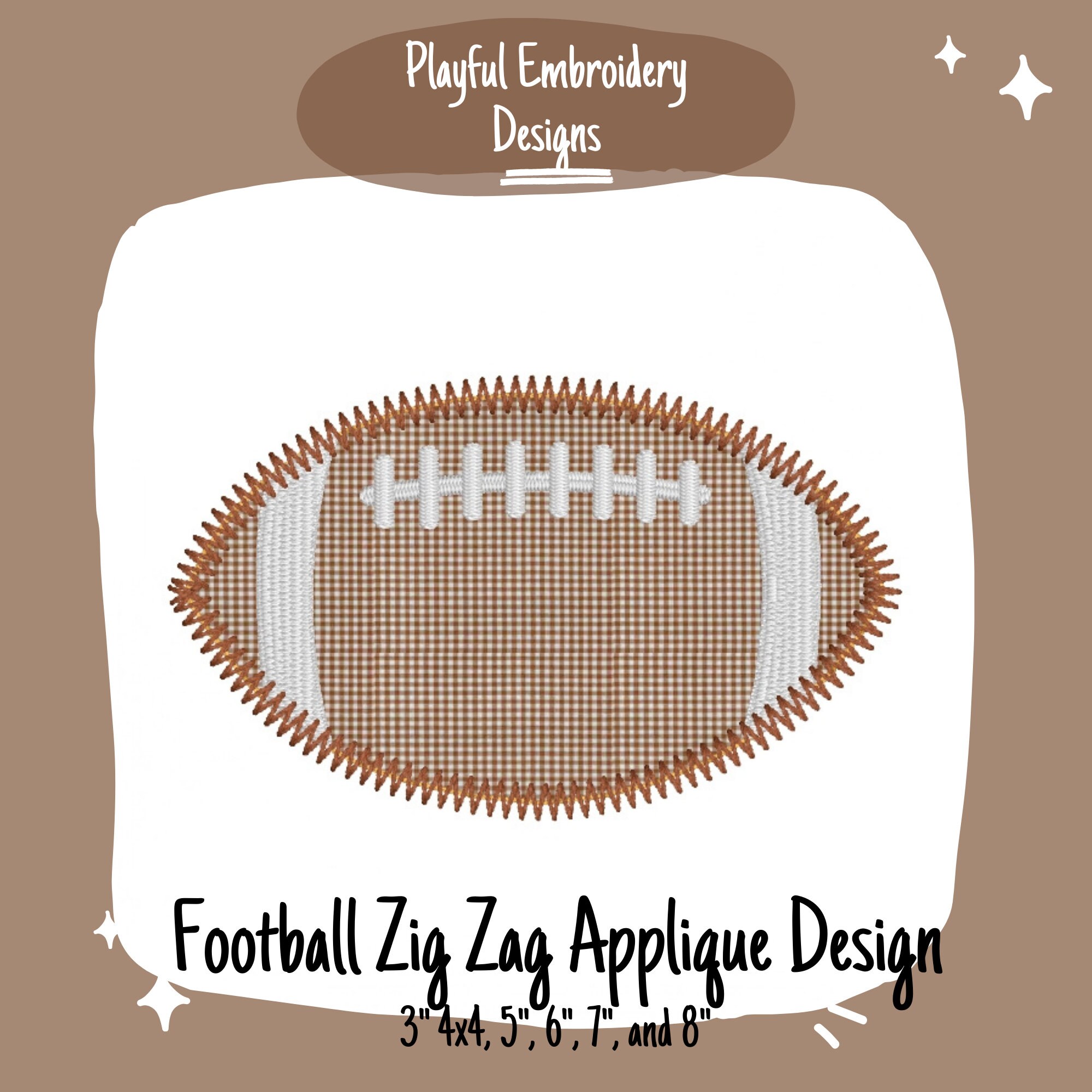 Football Applique Machine Embroidery Design, Football Zig Zag Applique ...
