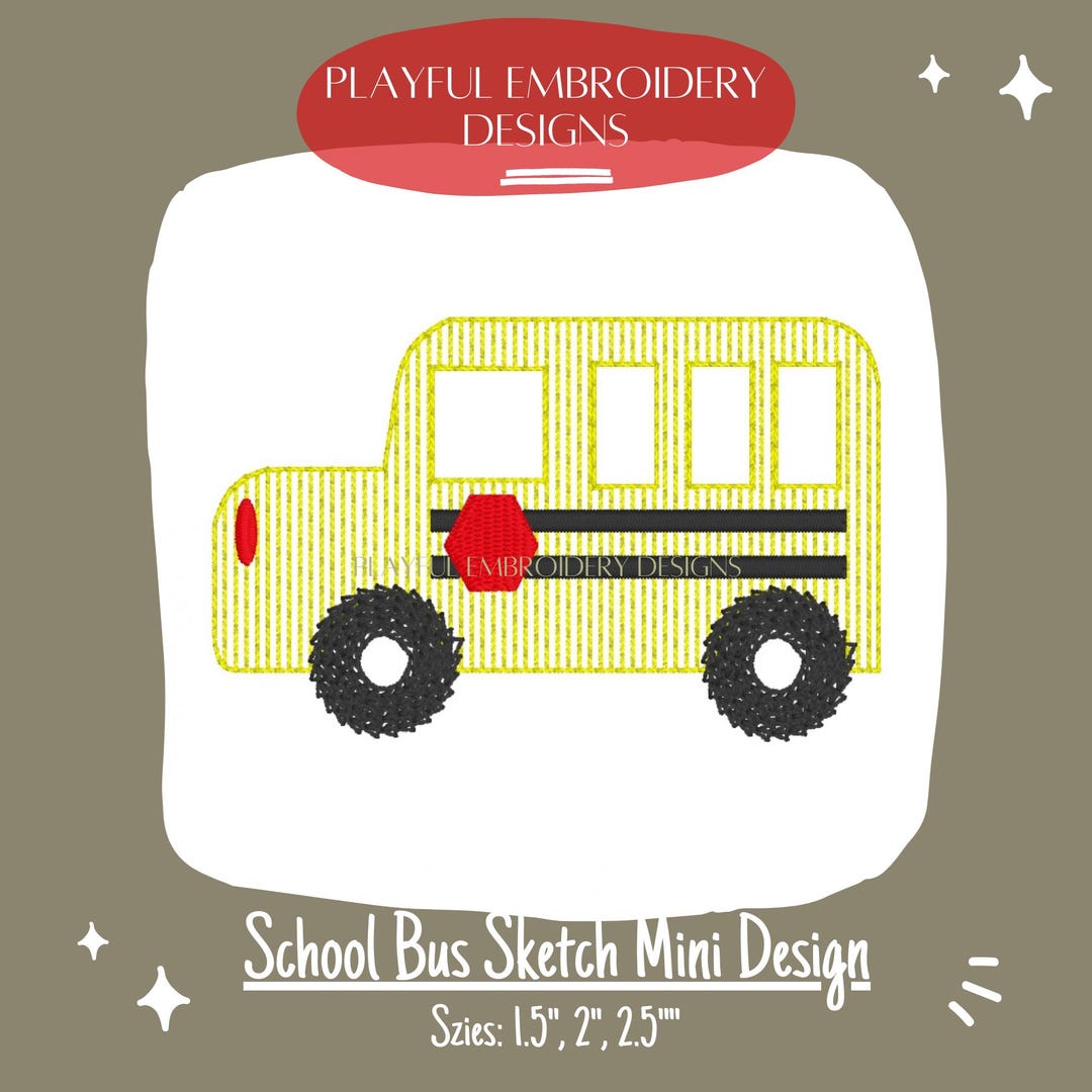 School Bus Sketch Embroidery Design, Back to School (digital File) - Etsy