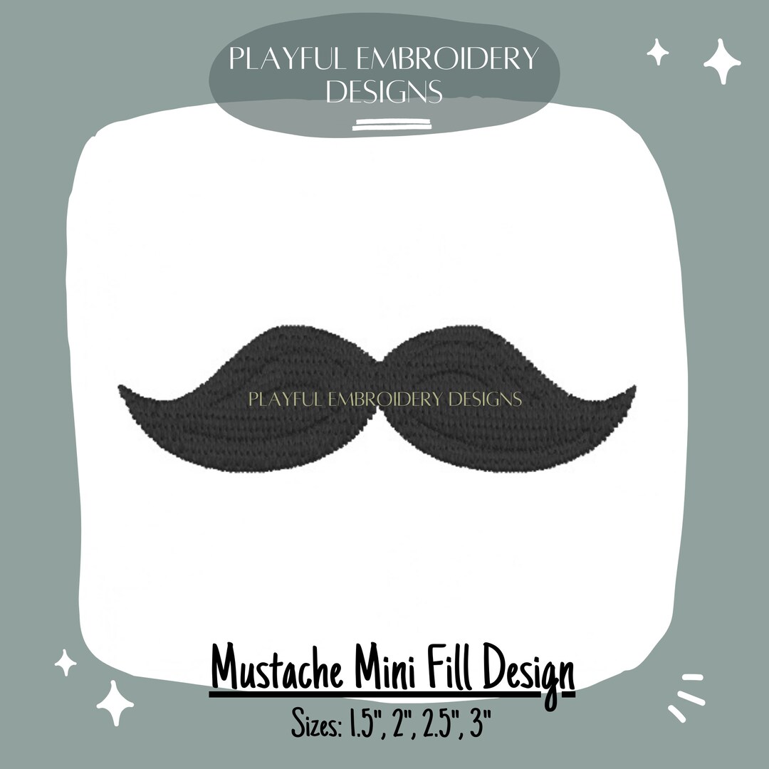 Mustache Mini Embroidery Design, Mustache Filled Mini Embroidery Design ...