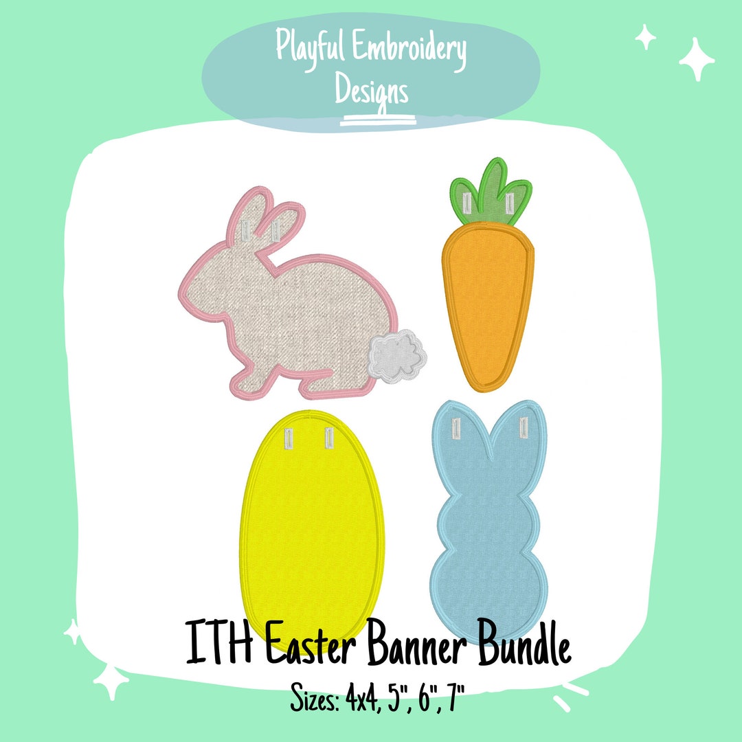 In the Hoop Easter Banner Machine Embroidery Design, ITH Spring Banner ...