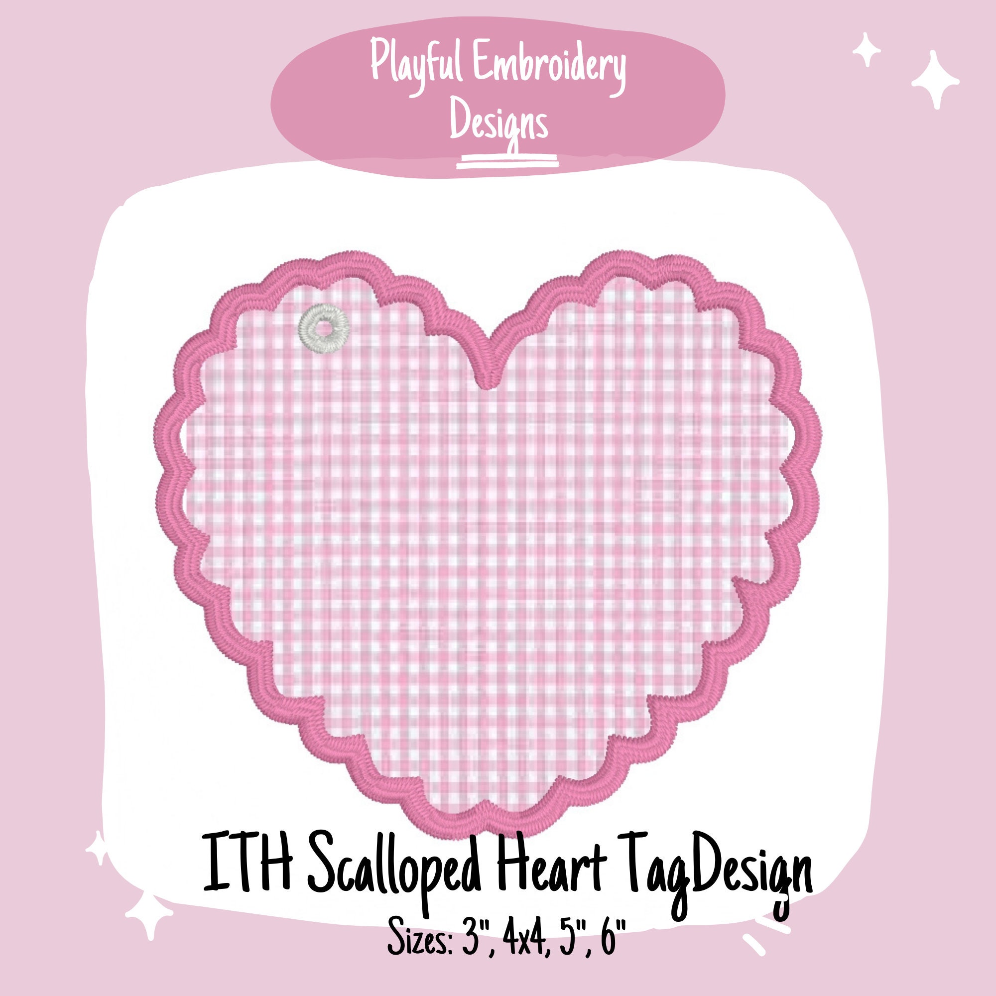In the Hoop Scalloped Heart Tag Machine Embroidery Design, Heart ITH ...