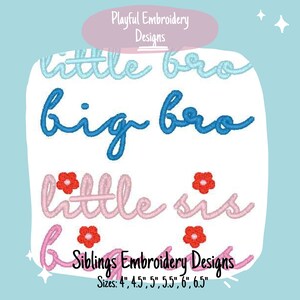 Sibling Bundle Machine Embroidery Design, Satin Stitch Design ...
