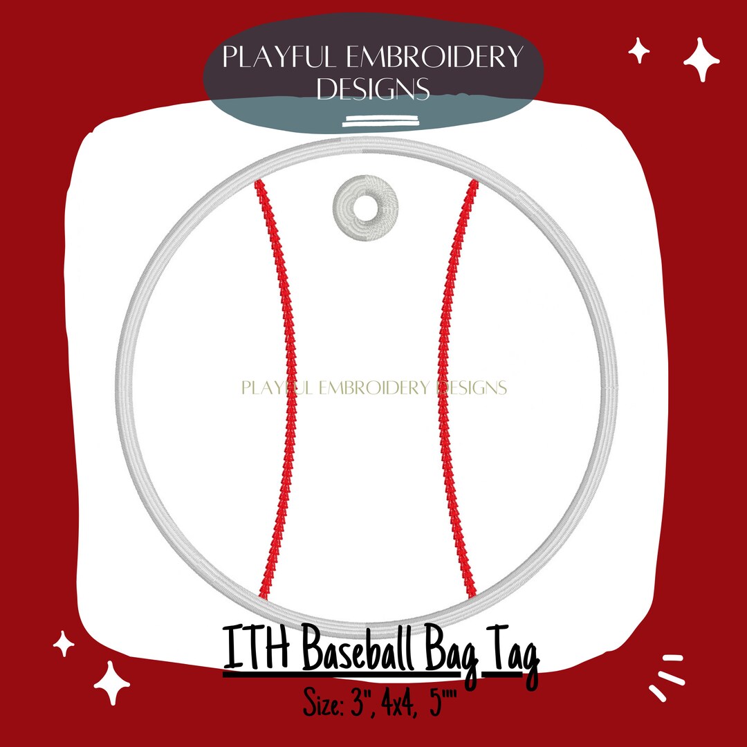 Baseball Bag Tag Machine Embroidery Design, ITH Ornament (digital ...