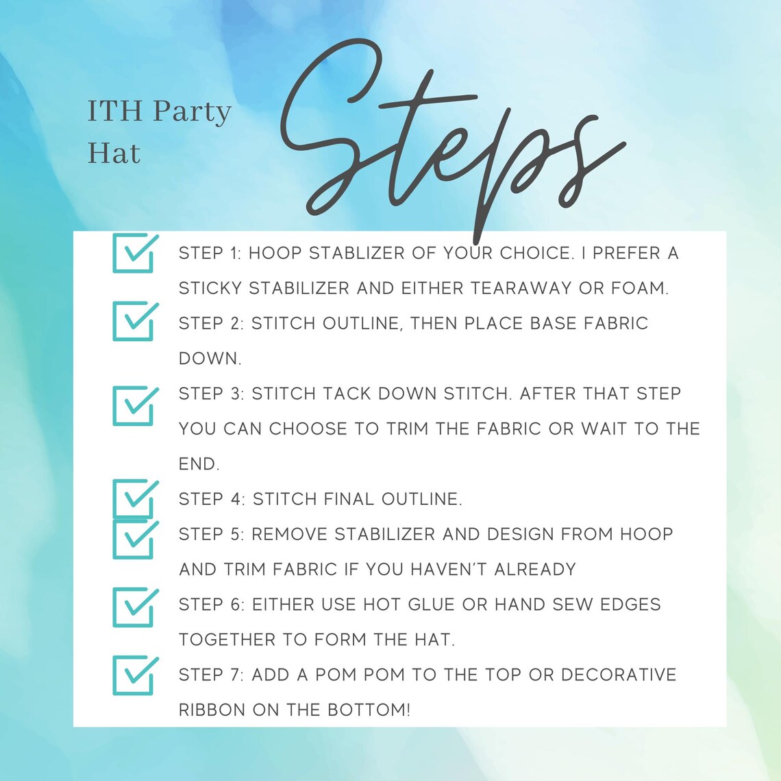 In the Hoop Party Hat Machine Embroidery Design, Simple ITH Party Hat ...