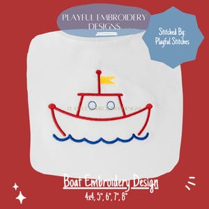 Boat Machine Embroidery Design, Cruise Embroidery Design, Summer Boat ...