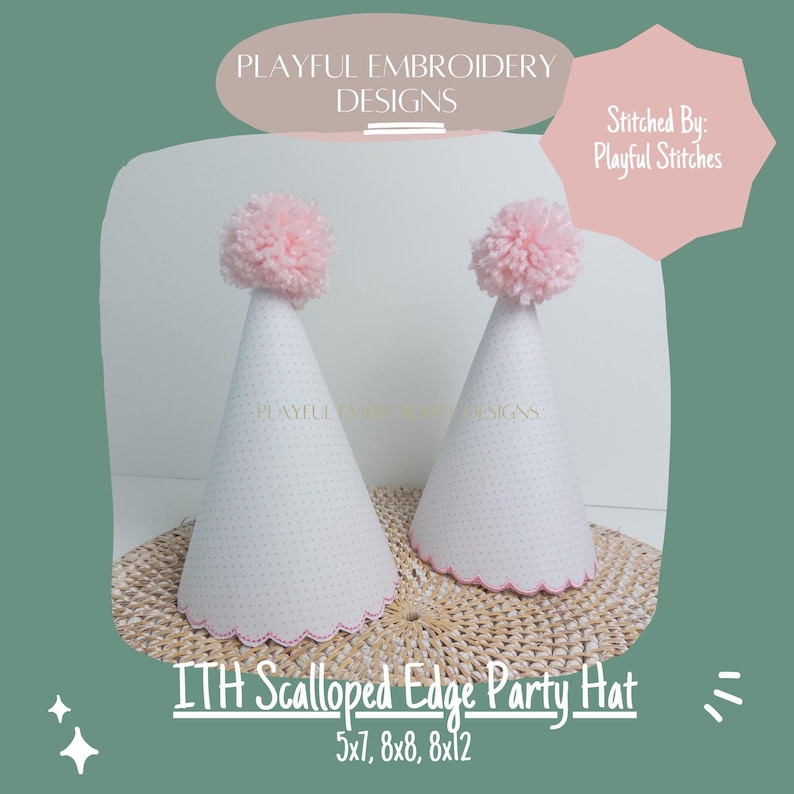 ITH Scalloped Edge Party Hat Machine Embroidery Design (digital ...