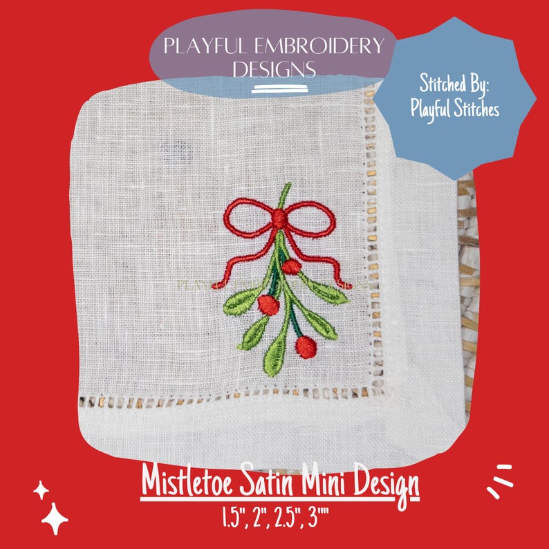 Mistletoe Machine Embroidery Design: Mini Satin Stitch (digital ...