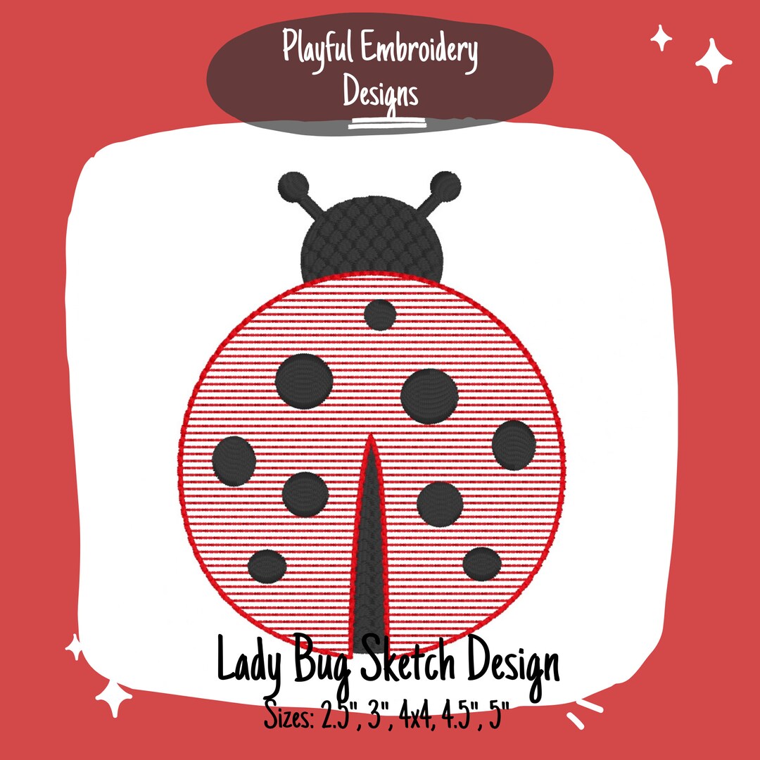 Ladybug Sketch Machine Embroidery Design, Sketch Ladybug Embroidery ...