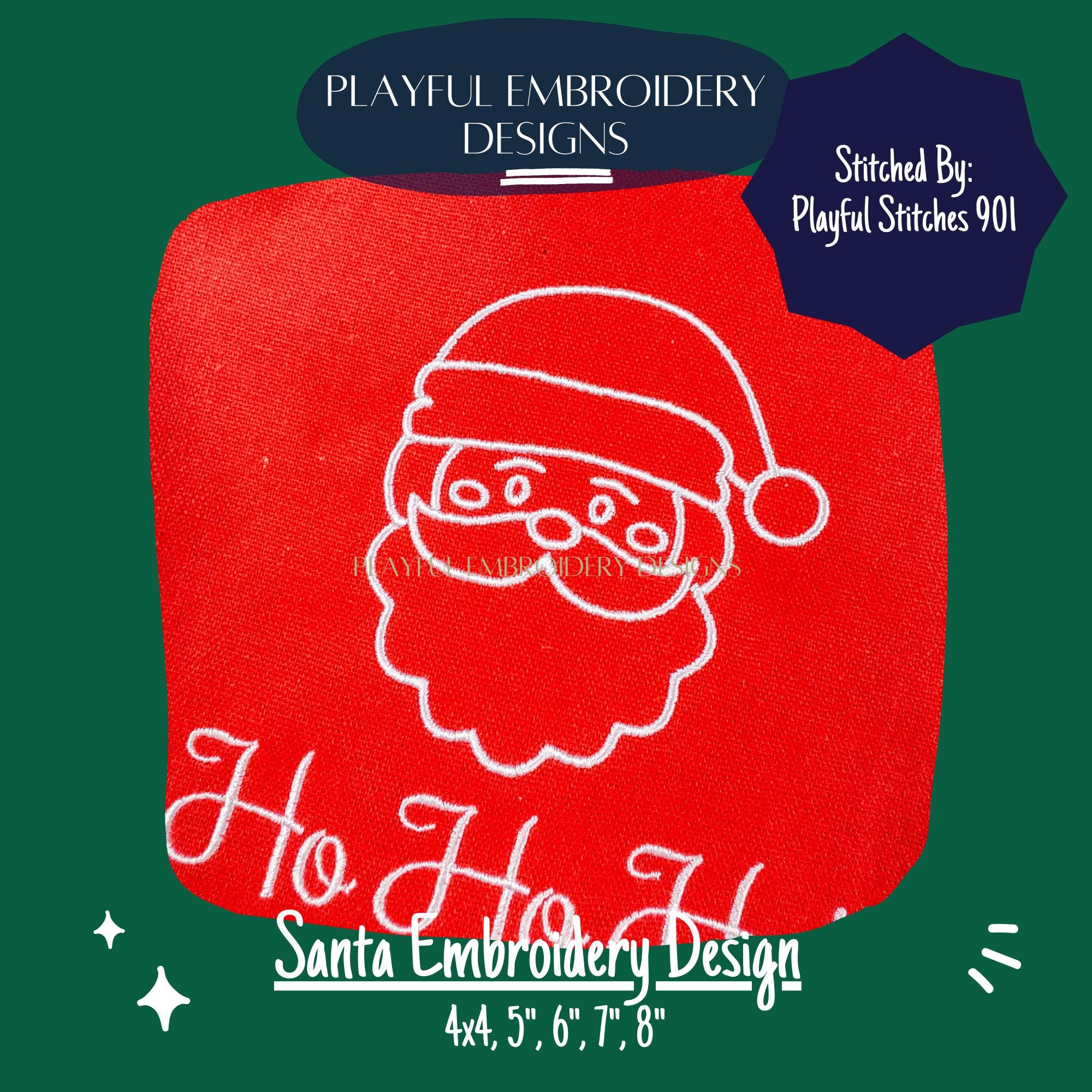 Santa Machine Embroidery Design, Santa Face Outline Embroidery Design ...