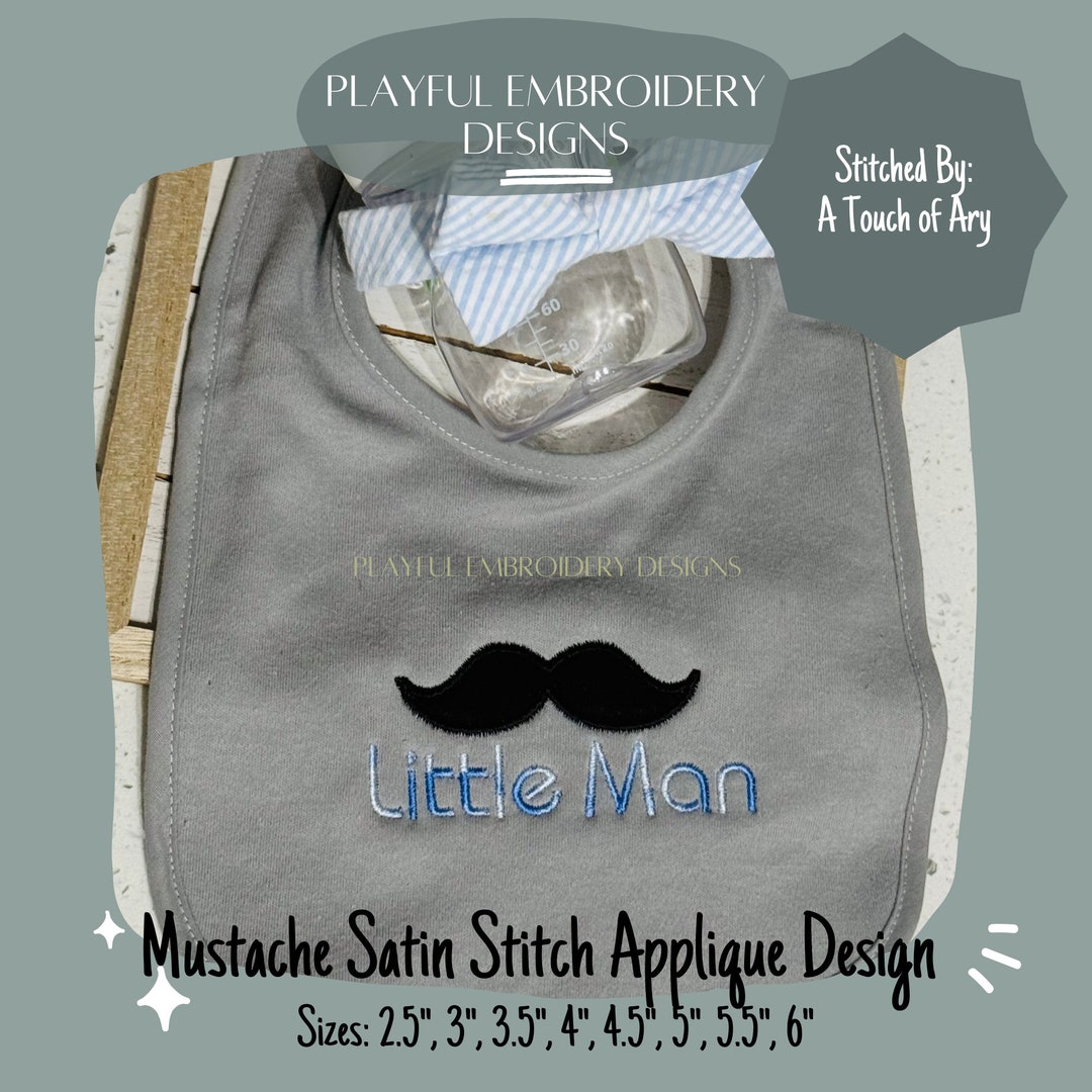 Mustache Satin Stitch Applique Embroidery Design, Mustache Applique ...