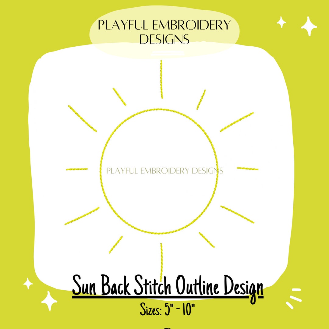 Large Sun Outline Machine Embroidery Design, Quick Stitch Sun ...