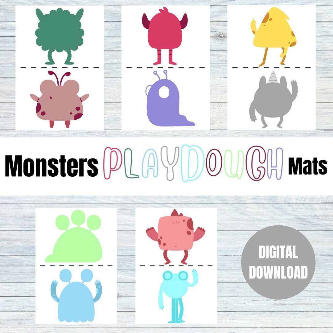 Monsters Playdough Mats / PLAYDOUGH MATS /activity Mats, Modelling ...