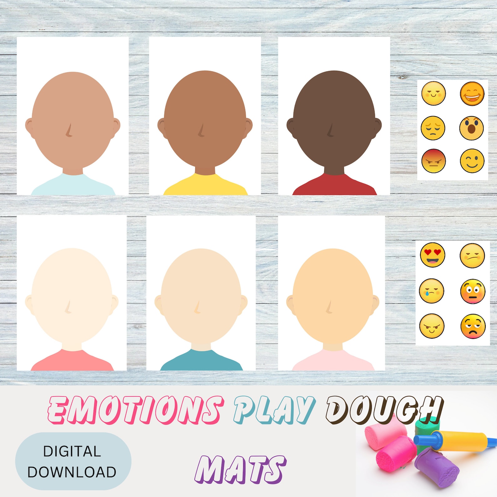 EMOTIONS PLAYDOUGH MATS / Activity Mats / Faces Playdough Mats ...
