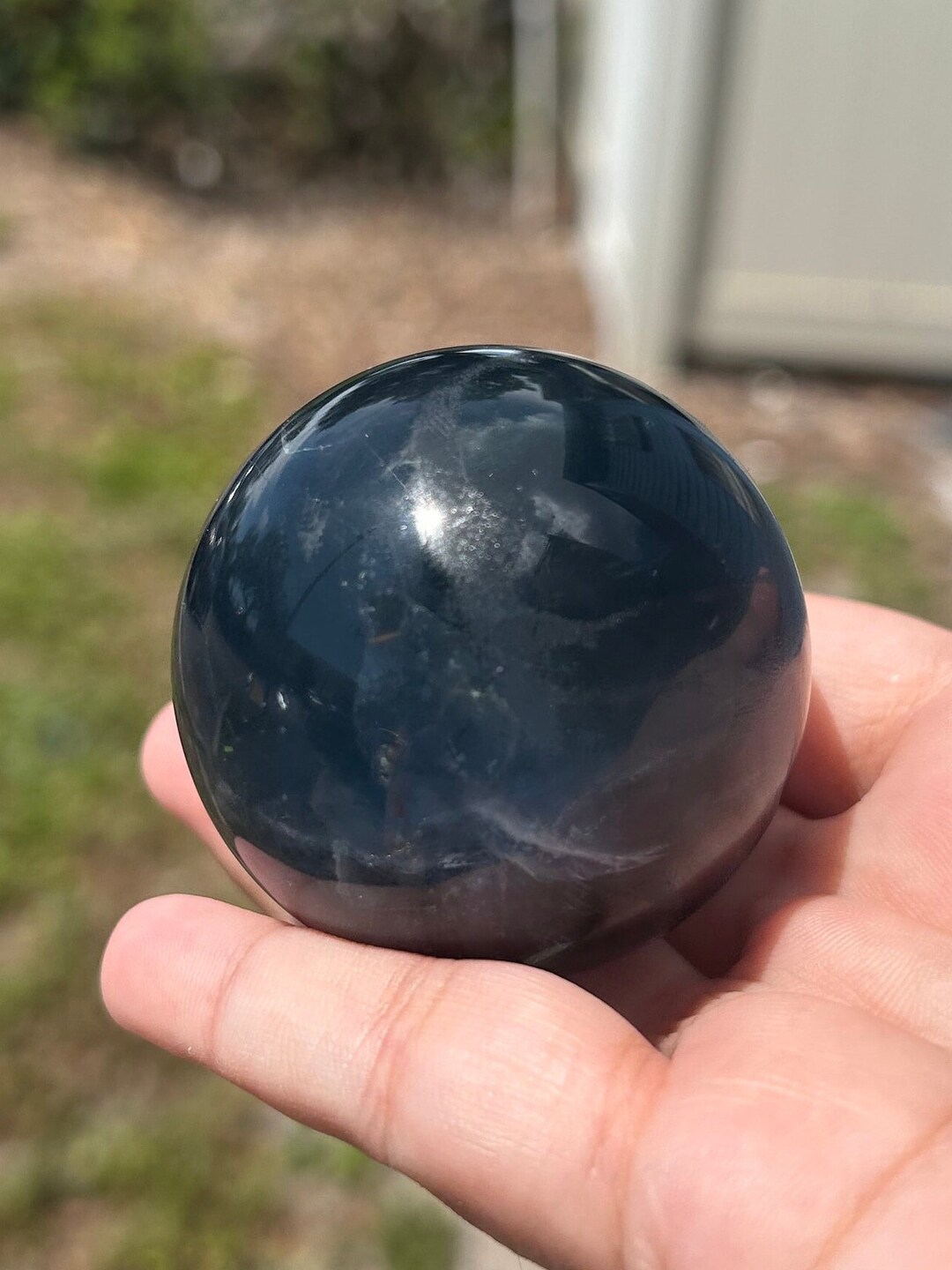 Blue Fluorite Sphere (52mm): Gemmy Crystal With FREE Stand - Scratch ...