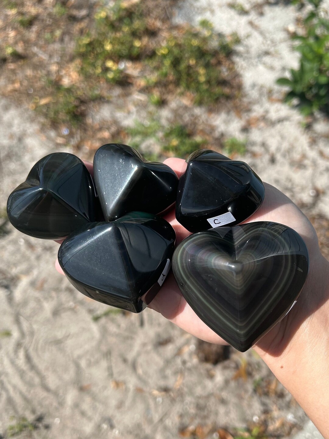 Rainbow Obsidian Heart Carving - Top Point, Natural Crystal Polished ...