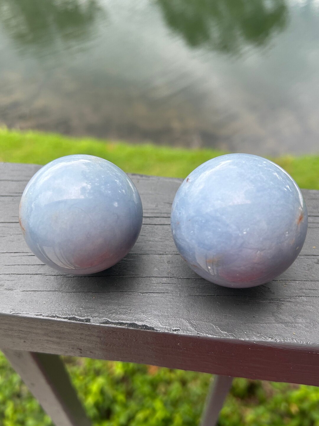 Angelite Sphere - Natural Angelic Blue Crystal Sphere, Polished Crystal ...