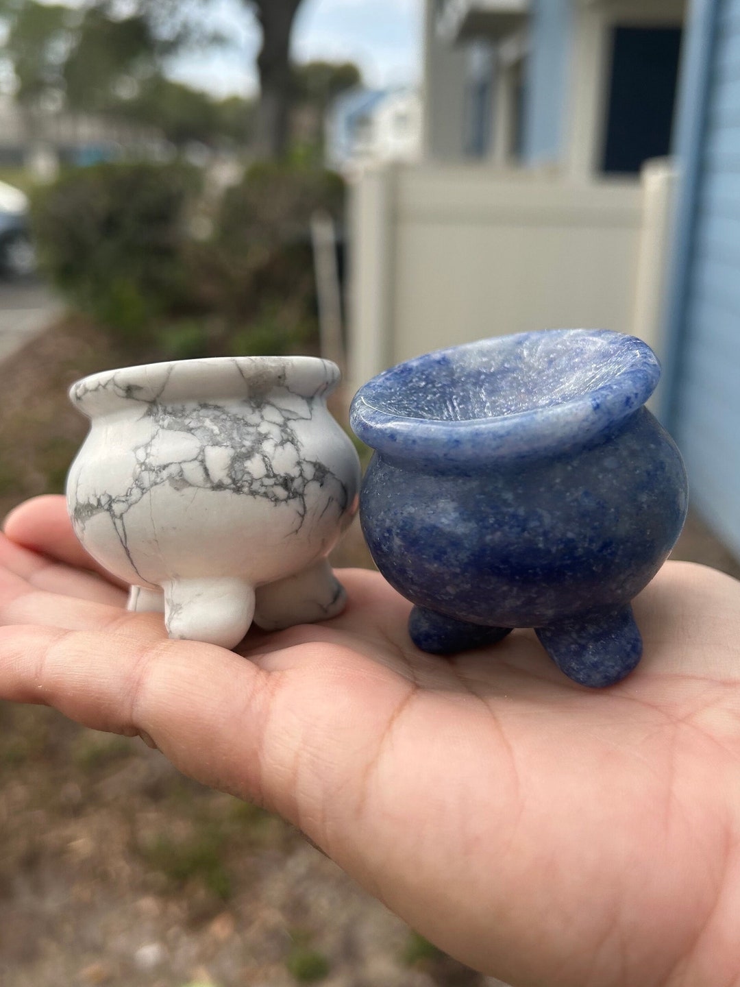 Howlite or Blue Aventurine Cauldron Carving Natural Crystal - Etsy