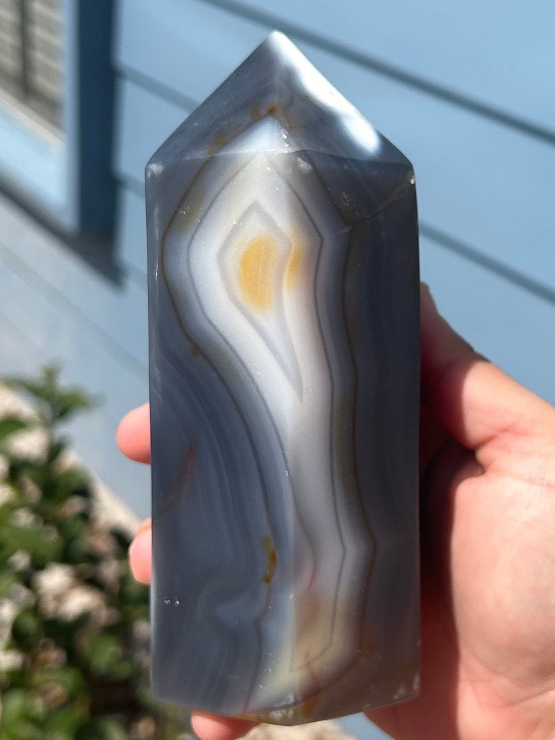 Orca Agate Crystal Tower: Banded Stone Decor - Etsy