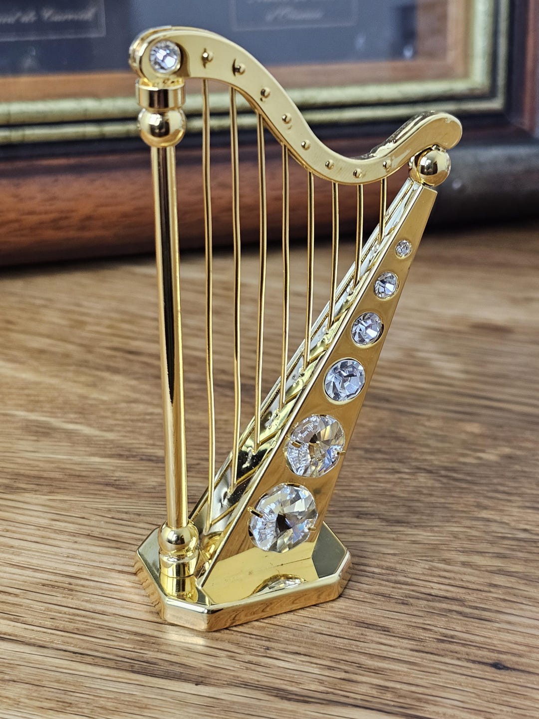 Vintage 24K Gold Plated Harp Hand Decorated With Swarovski Crystals - Etsy