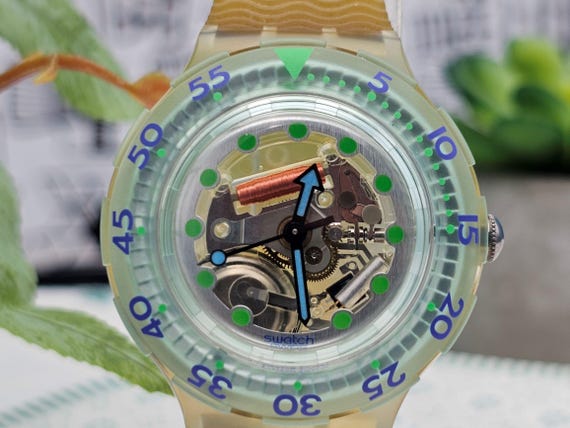 1993 Swatch Watch Vintage Scuba watch Blue Ice SDK107… - Gem