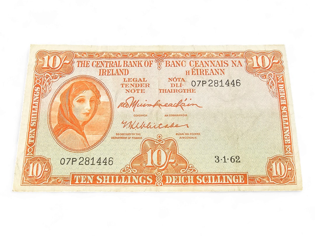 1962 Ten Shillings Irish Banknote Lady Lavery Ireland Rare Vintage - Etsy