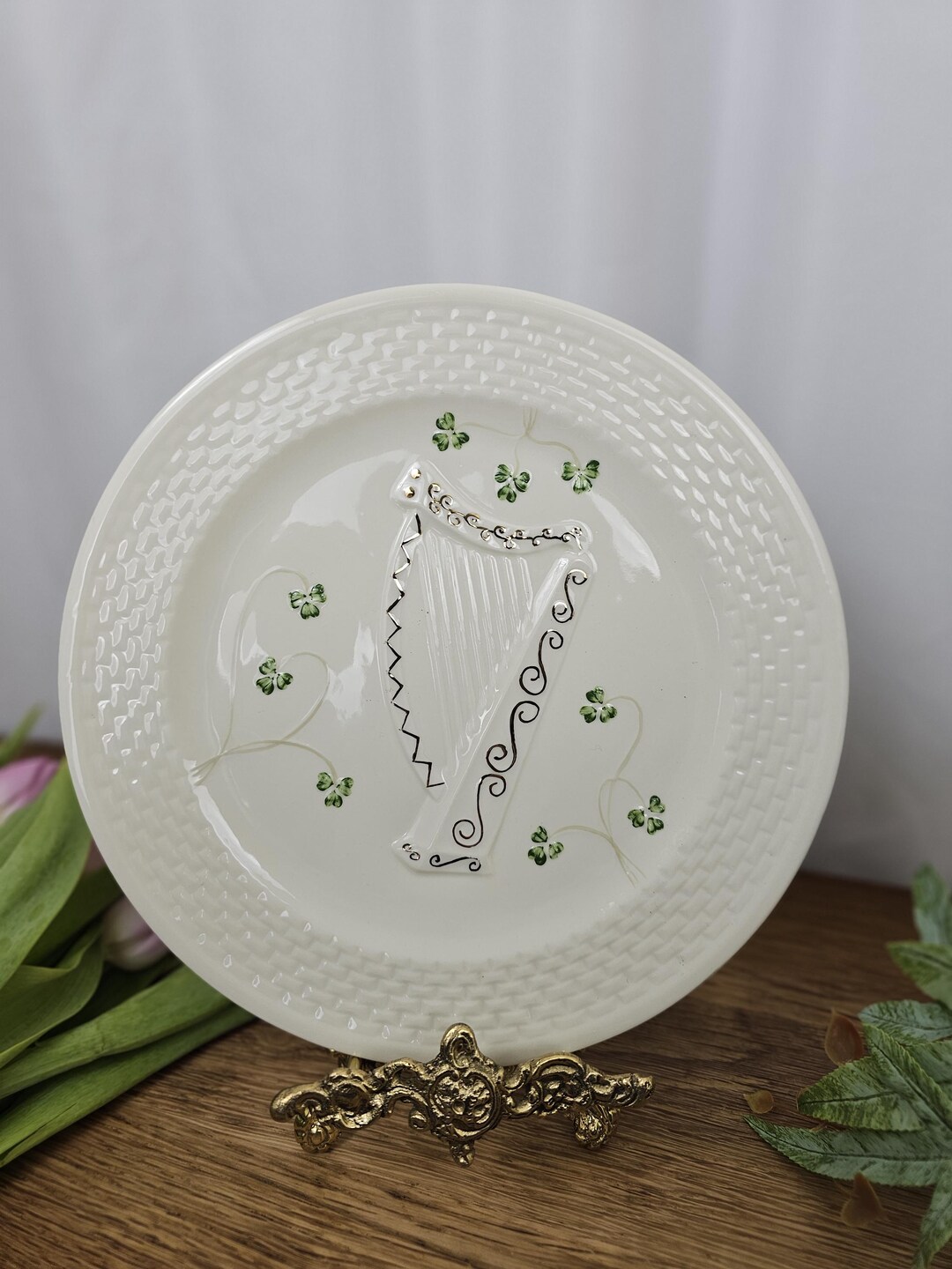 Vintage Donegal Irish Parian China Harp Shamrock Plate Porcelain Gift ...