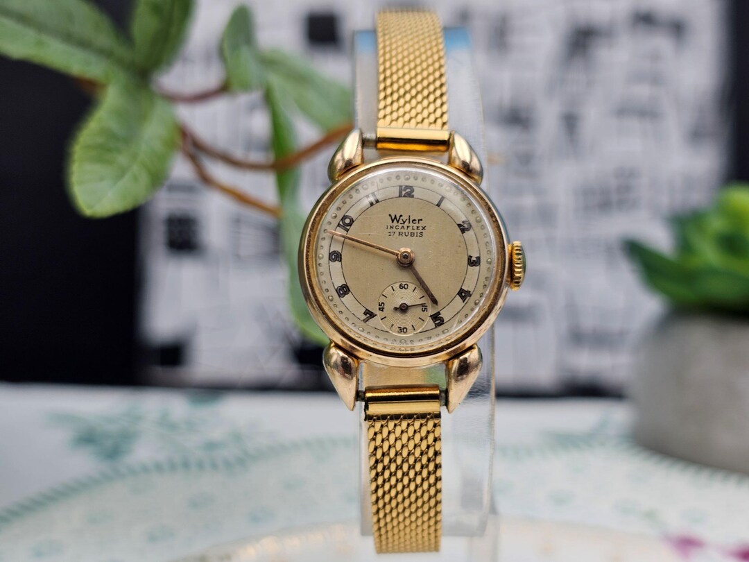 Vintage 1940s Wyler Incaflex Swiss Made Ladys Gold Plated Watch ...