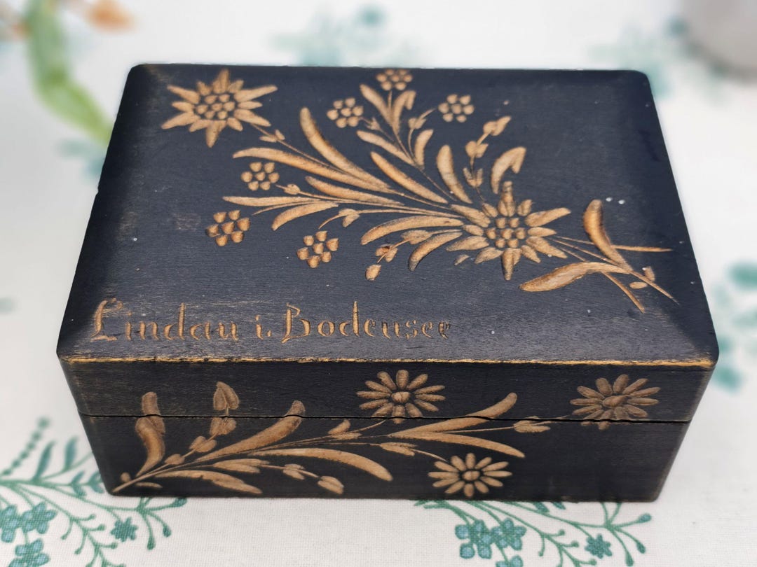 Antique German Suvenier Wood Box, Gift Box, Keepsake Box, Jewelry Box ...