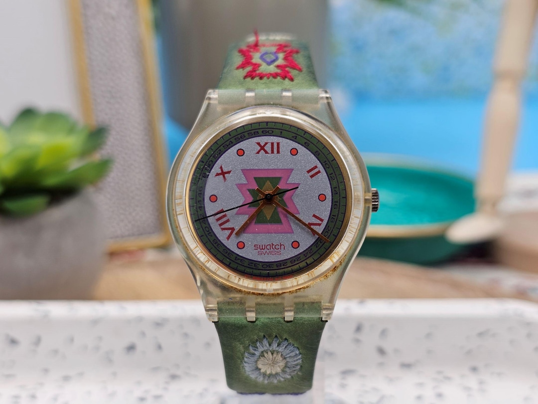 Vintage 1992 Swatch GK154 CUZCO Watch 90s Green Swatch Watch Swiss ...