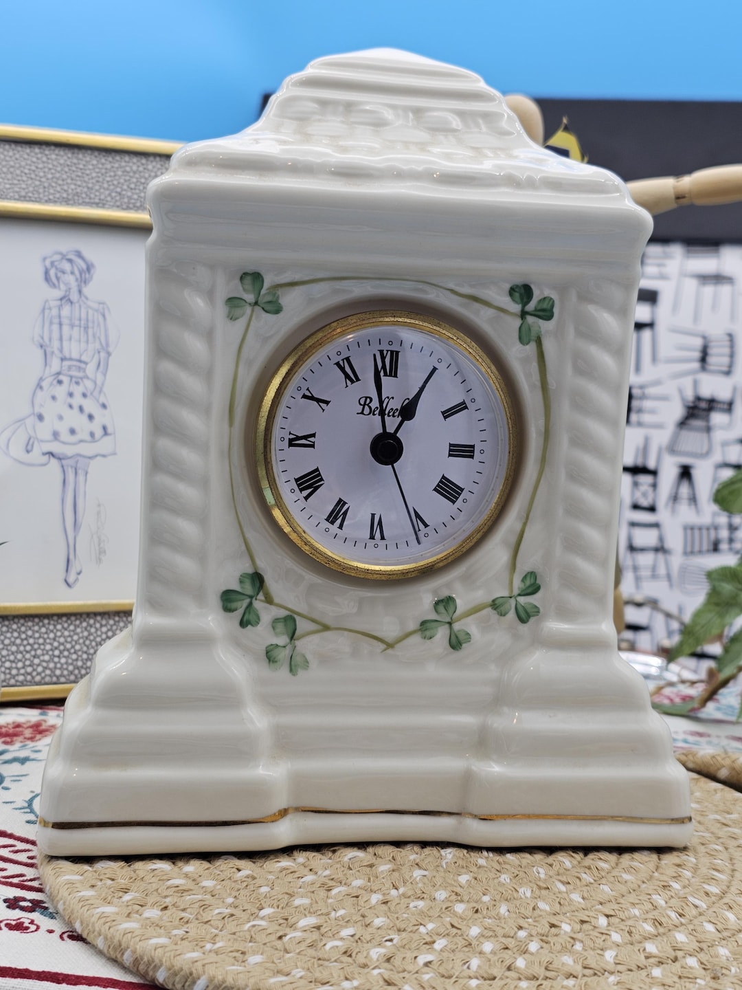 Vintage Belleek Porcelain Clock, Traditional Irish Collectible - Etsy