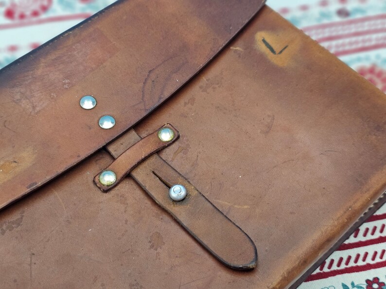 Vintage Original Ex Swiss Army Map Bag Old Leather Chart Case of the ...