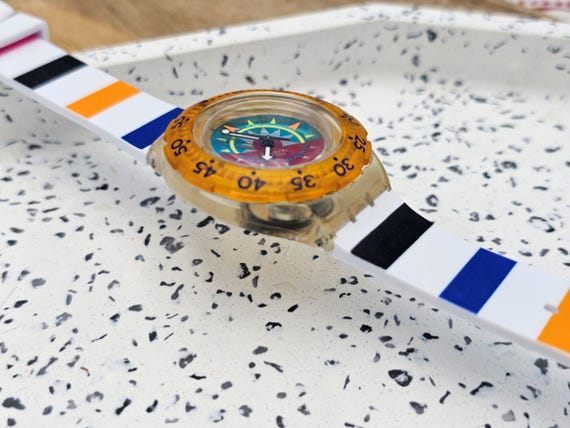 1993 Swatch Scuba Tipping Compass Vintage Swiss Watch - Gem