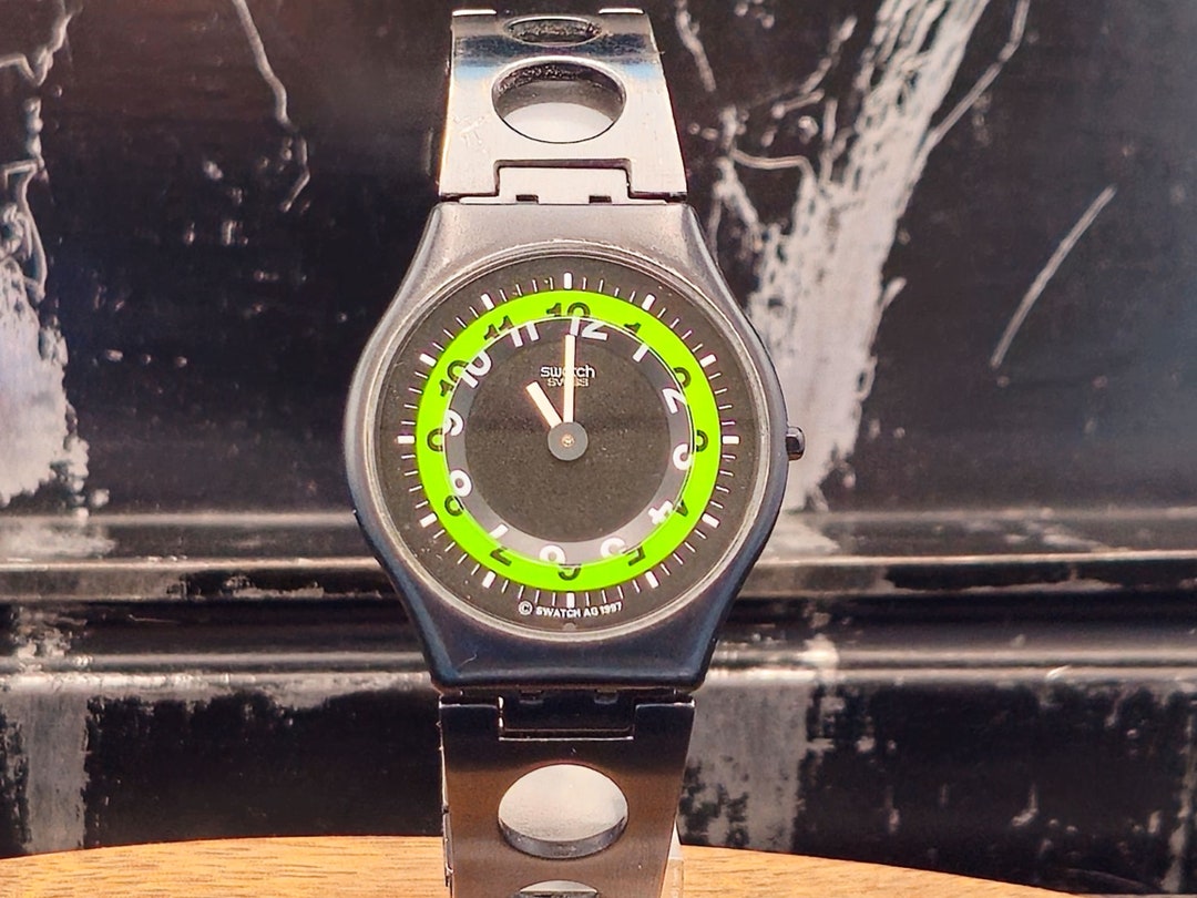 Vintage 1997 Swatch Slim Model With Steel Bracelet Special Swiss Watch ...