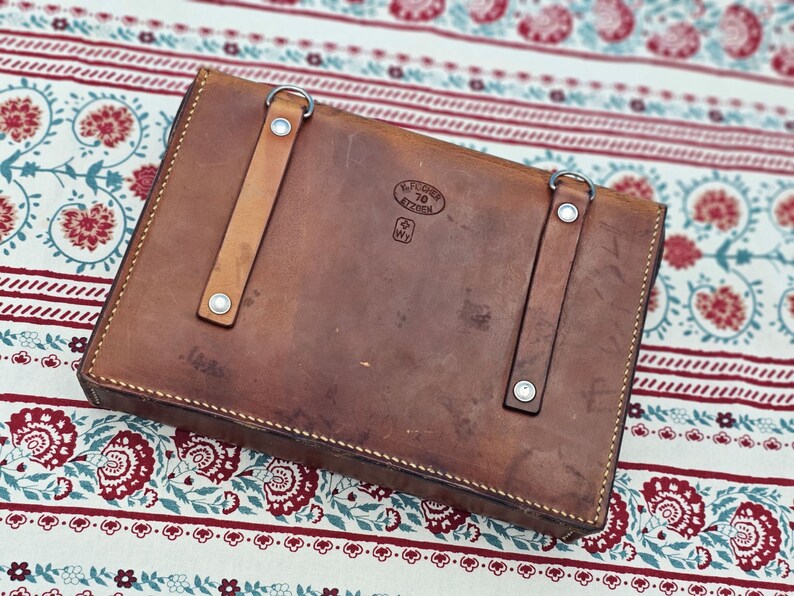 Vintage Original Ex Swiss Army Map Bag Old Leather Chart Case of the ...