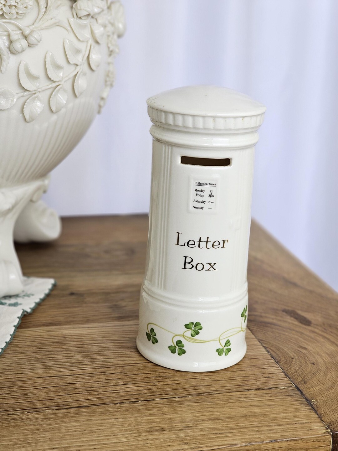 Vintage Donegal by Belleek Porcelain Shamrock Letter Box Money Bank ...