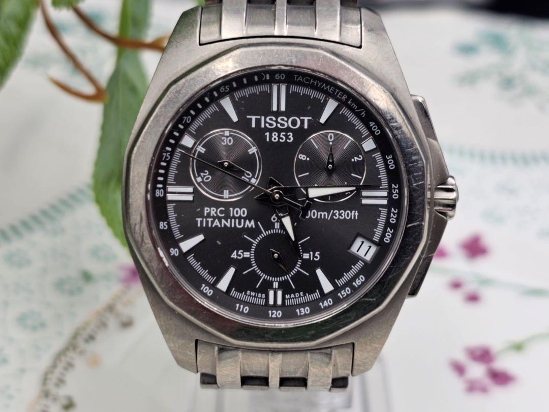 Vintage Tissot PRC 100 Titanium Chronograph Swiss Watch Quartz - Etsy
