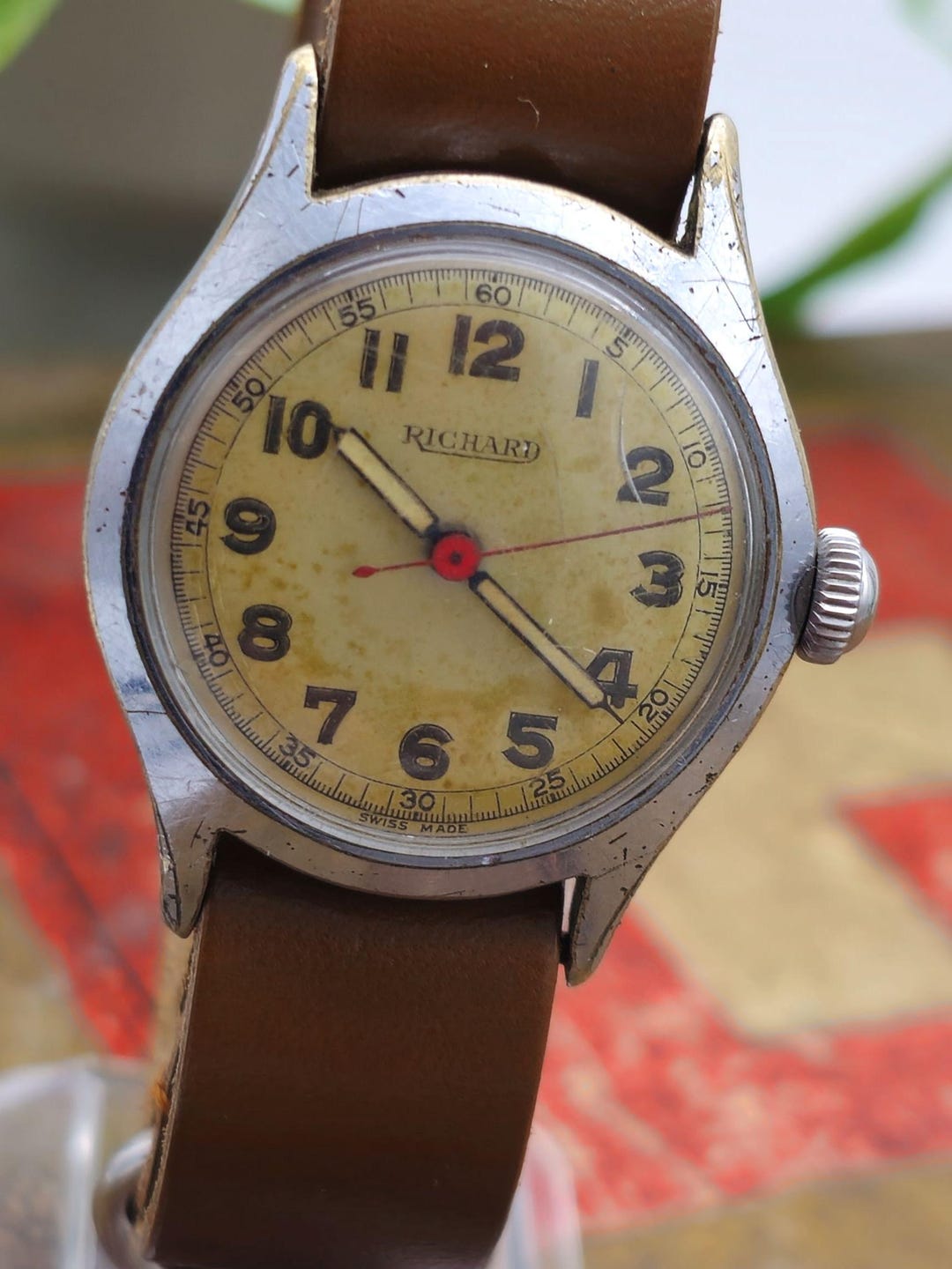 1940s WW2 Era Swiss Made Military Field Watch Richard Mechanical Wind ...